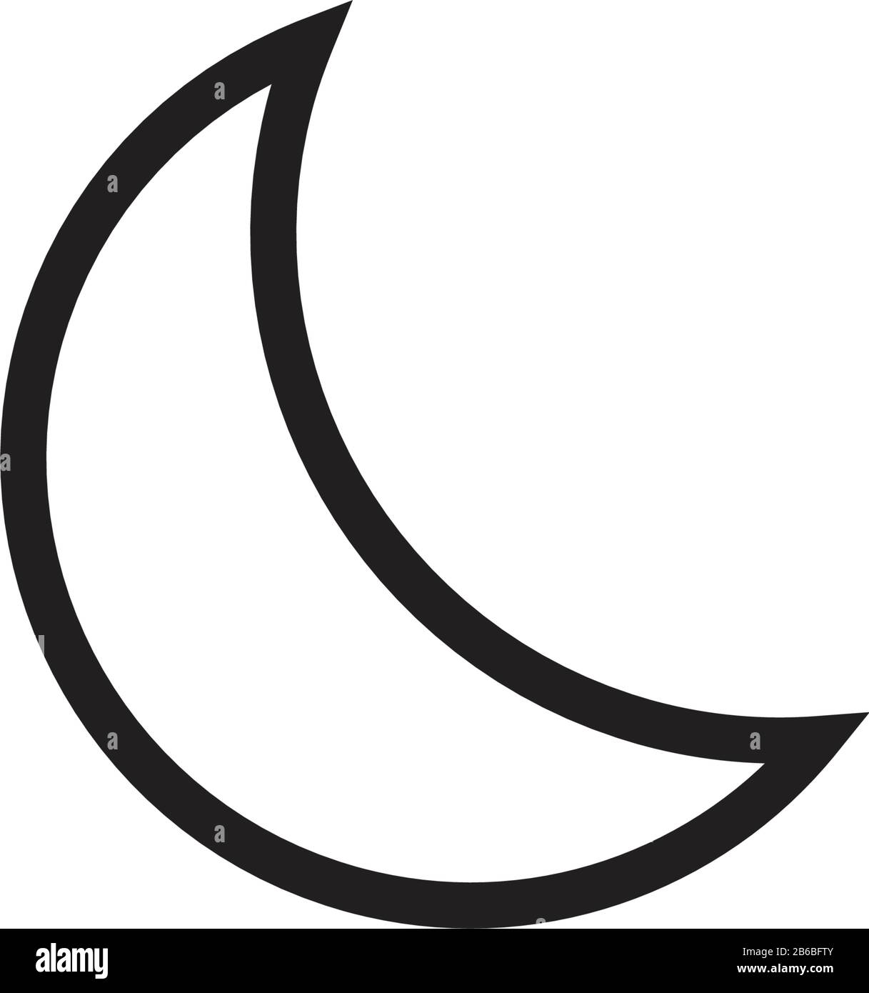 Crescent moon, evening or nighttime line art for apps and websites ...