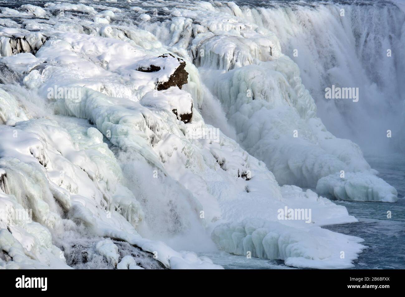 Gullfoss, frozen waterfalls, Iceland, Ísland, Europe Stock Photo - Alamy