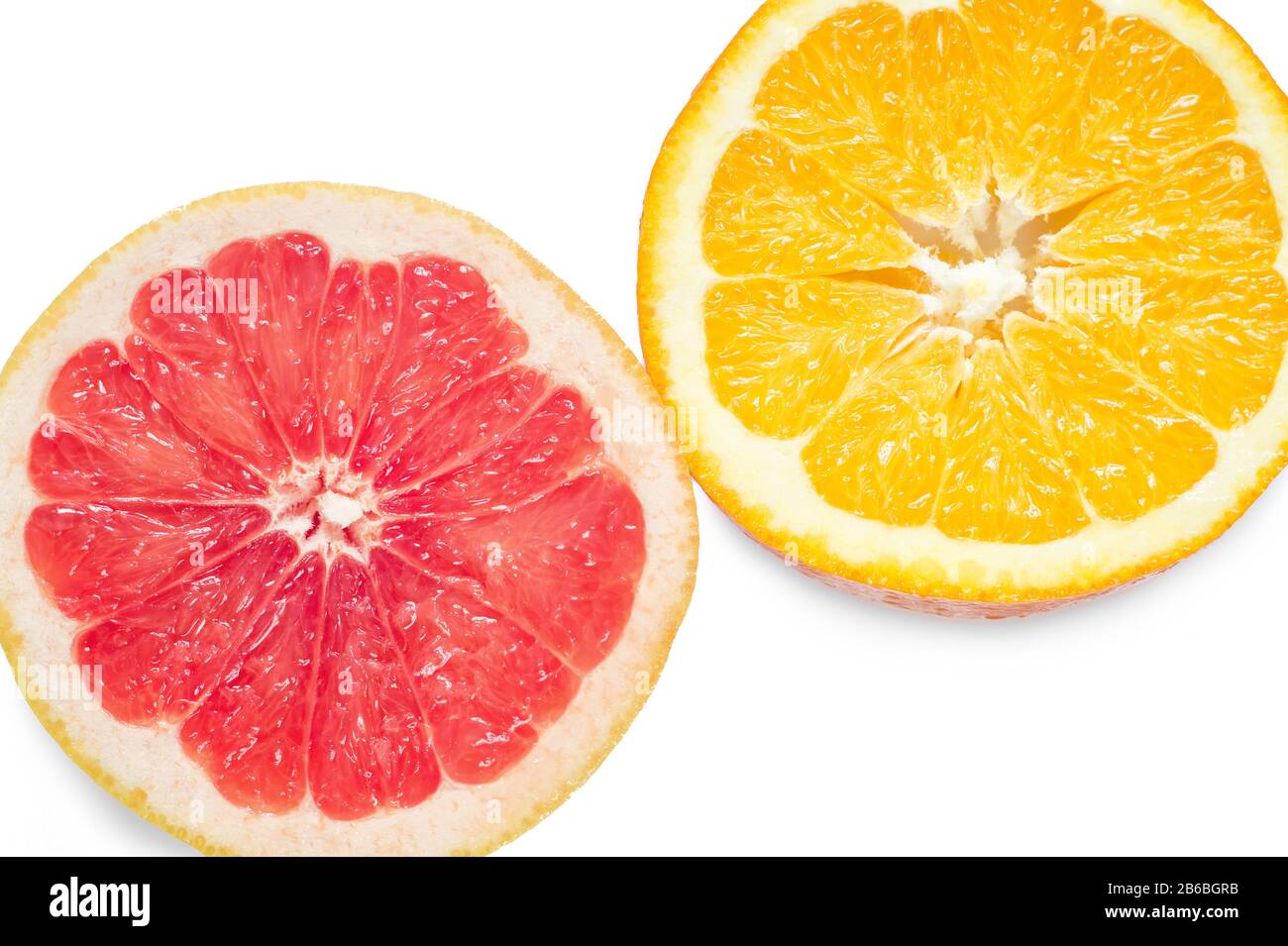 Slices of orange and red grapefruit isolated on white background Stock ...