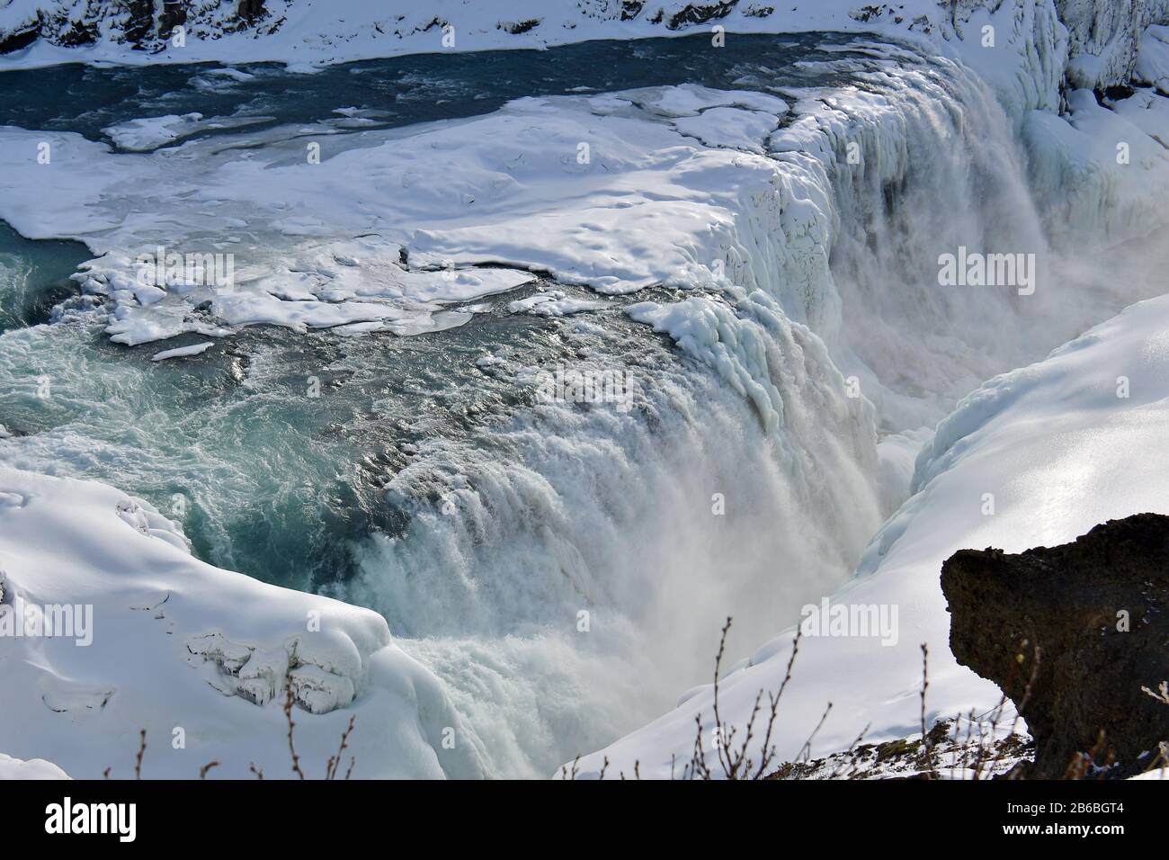 Gullfoss, frozen waterfalls, Iceland, Ísland, Europe Stock Photo - Alamy