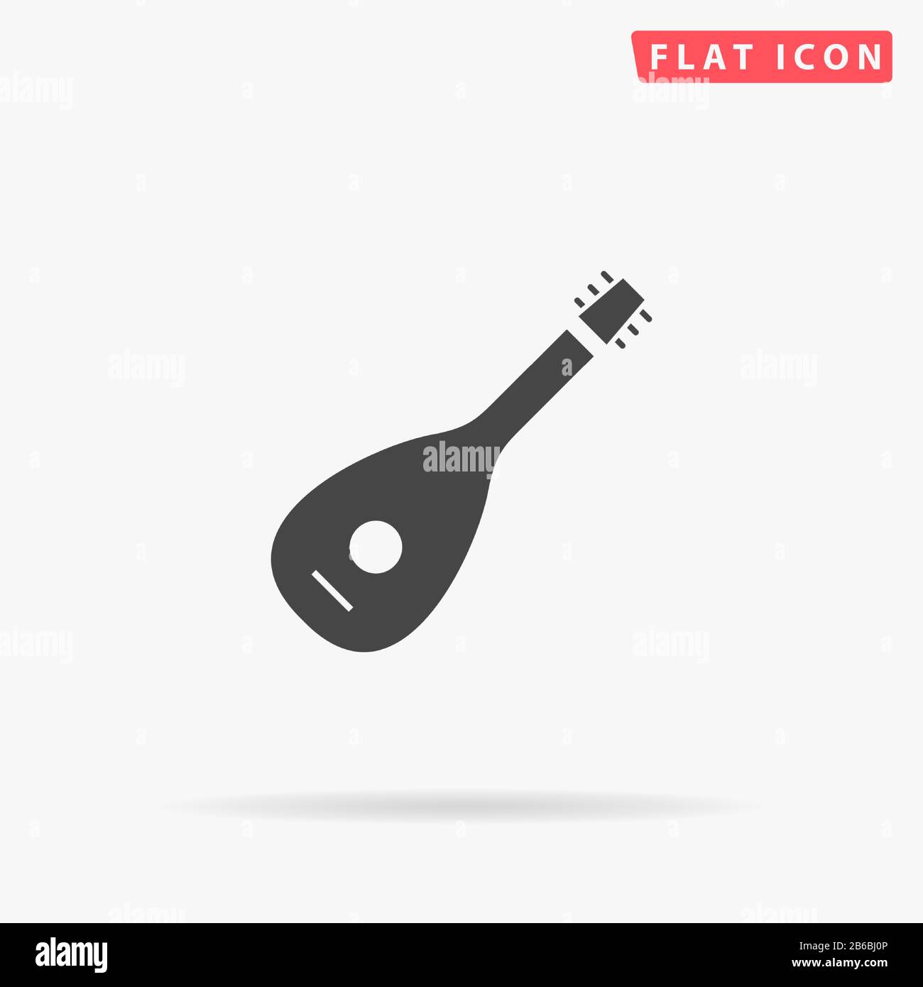 Lute flat vector icon. Glyph style sign. Simple hand drawn ...
