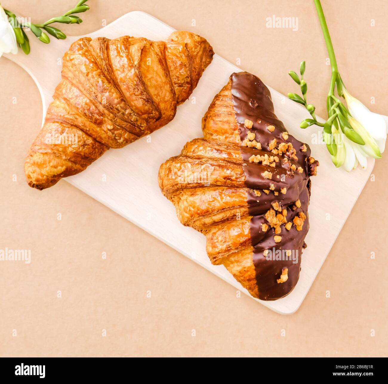 Two croissants background Stock Photo - Alamy