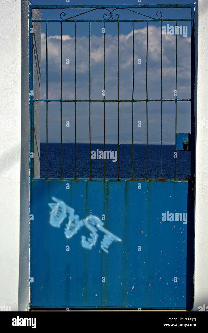 Blue metal gate hi-res stock photography and images - Alamy