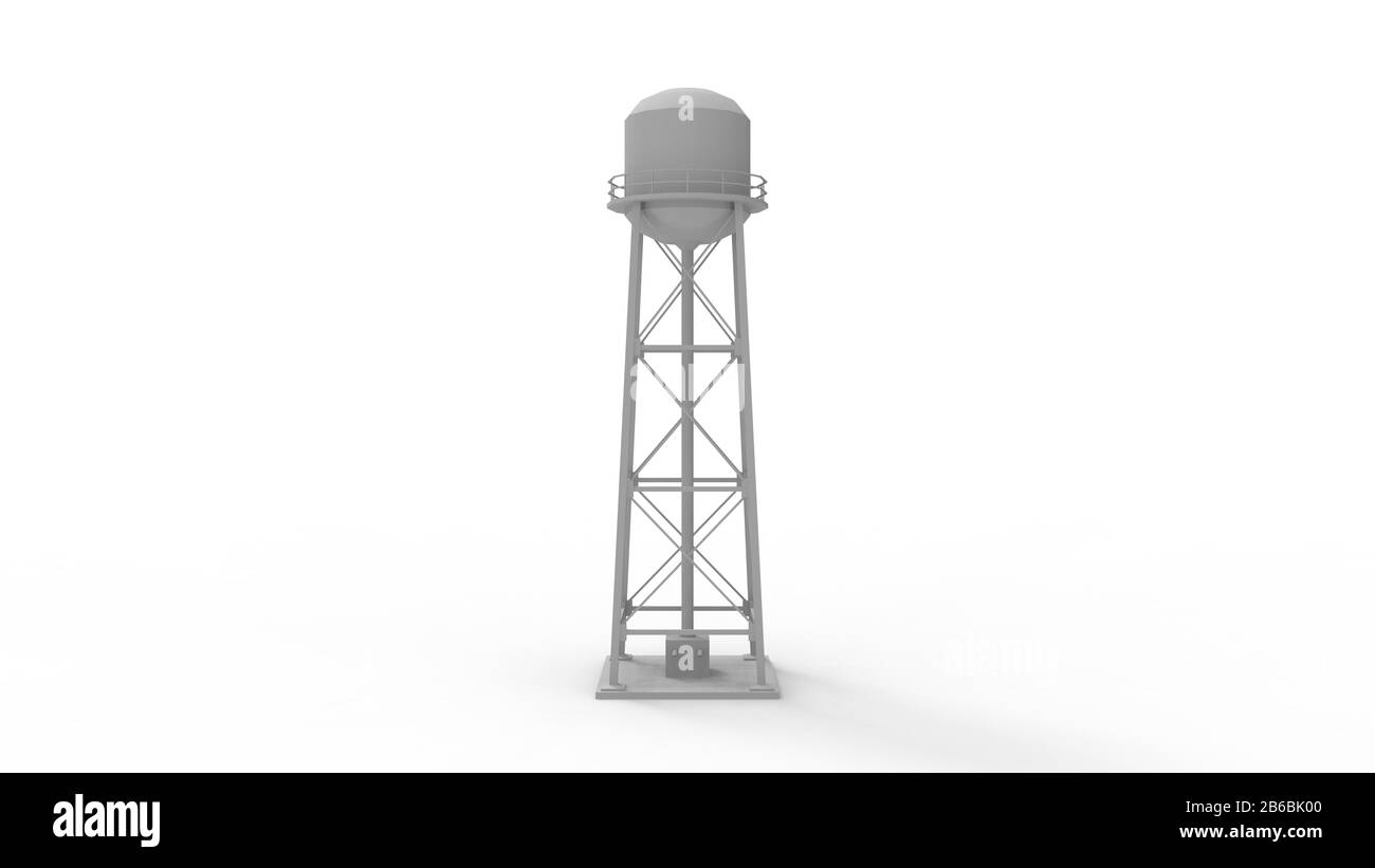 3D rendering of a water tower building architecture isolated empty ...