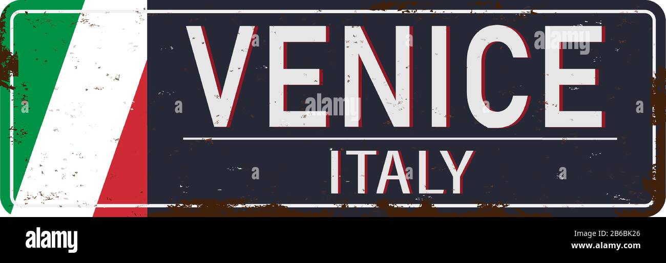 Vintage metal sign Venice Vector EPS 10 on white background Stock ...