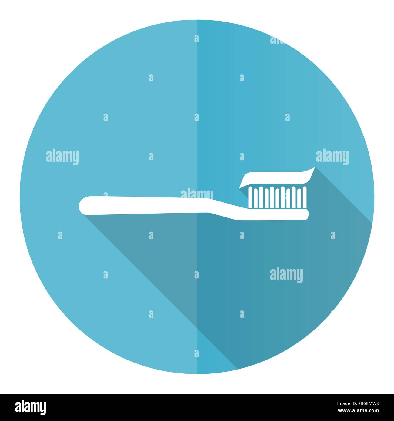 Toothbrush blue round flat design vector icon isolated on white ...
