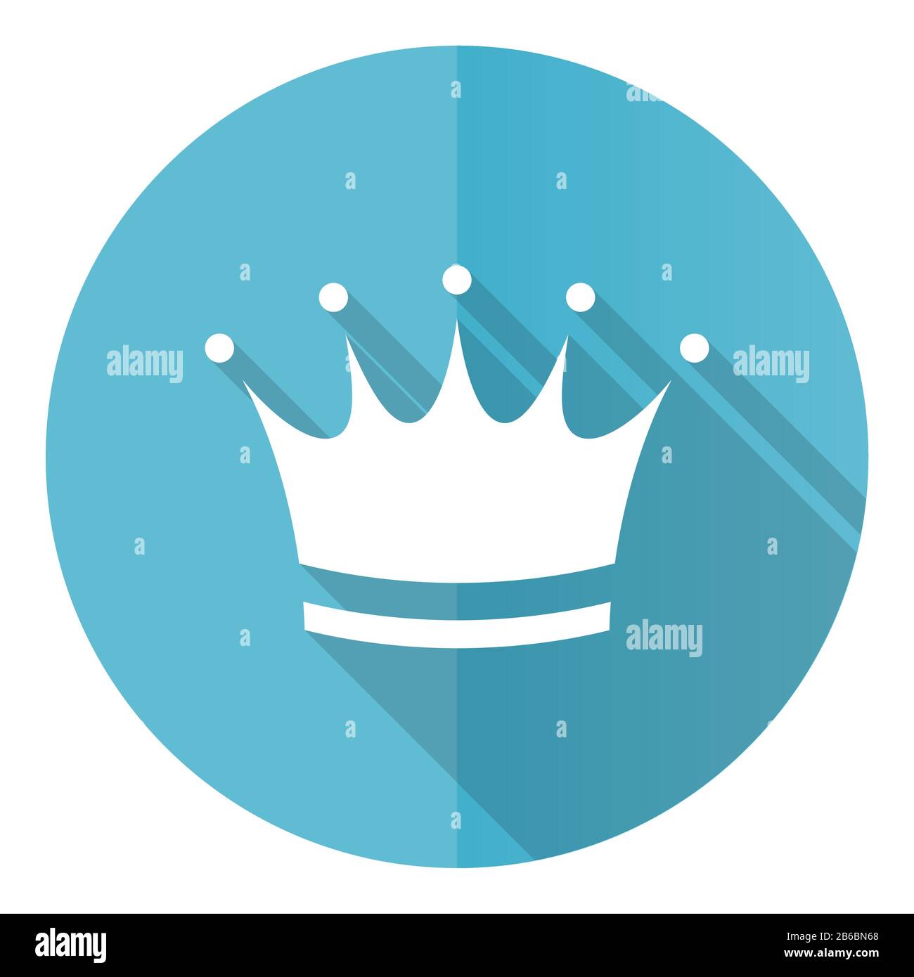 Crown blue round flat design vector icon isolated on white background ...