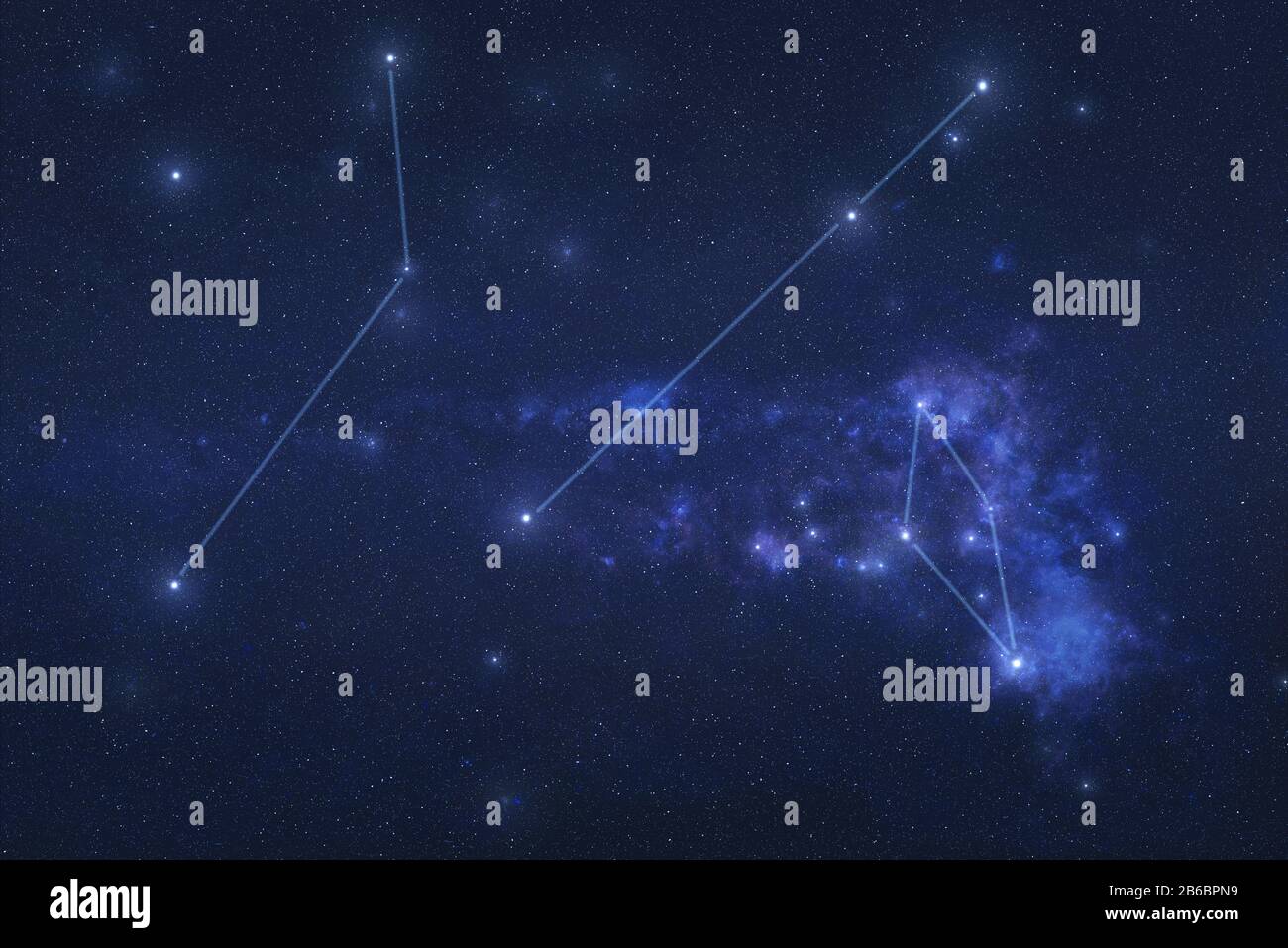 Multiple Constellations in outer space. Dorado, Hydra and Reticulum ...