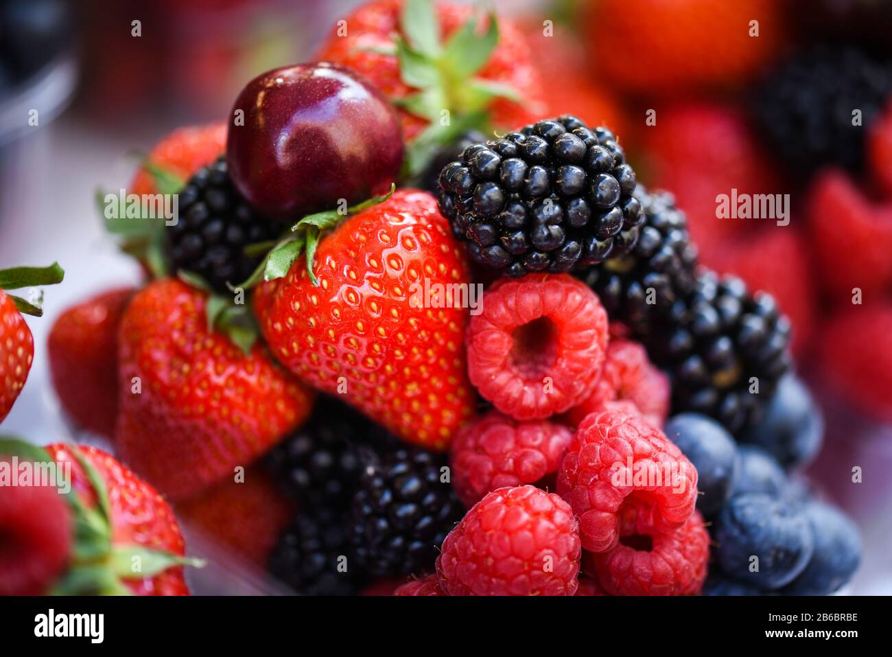 fresh berries close up - strawberries, blueberries, red berries ...