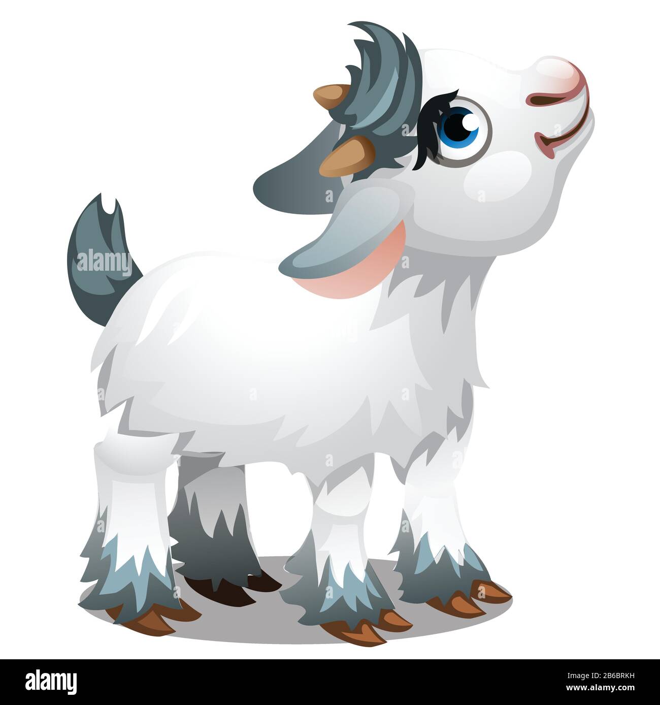Cute little animated goat isolated on a white background. Vector ...