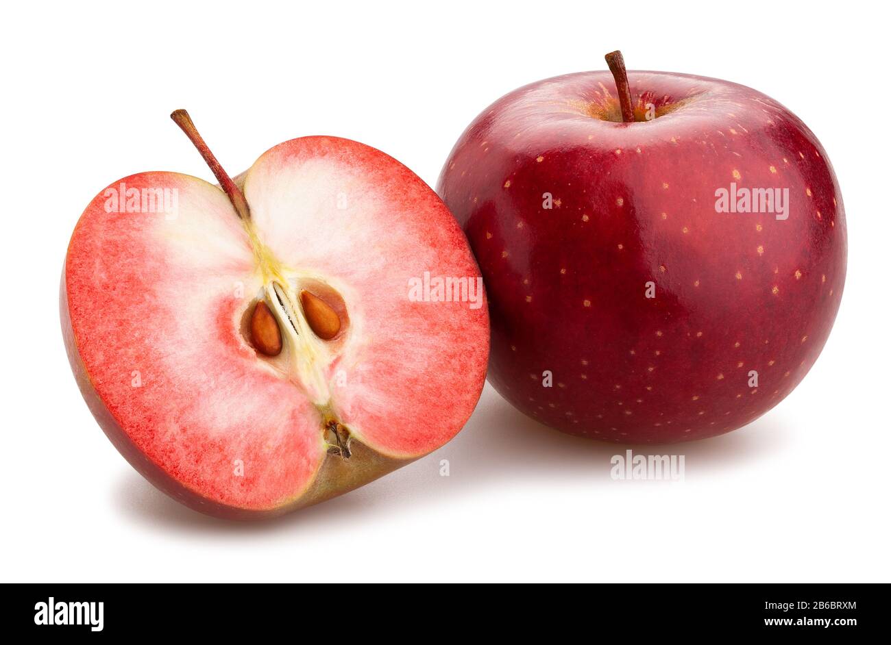 slised dark red apples path isolated on white Stock Photo - Alamy