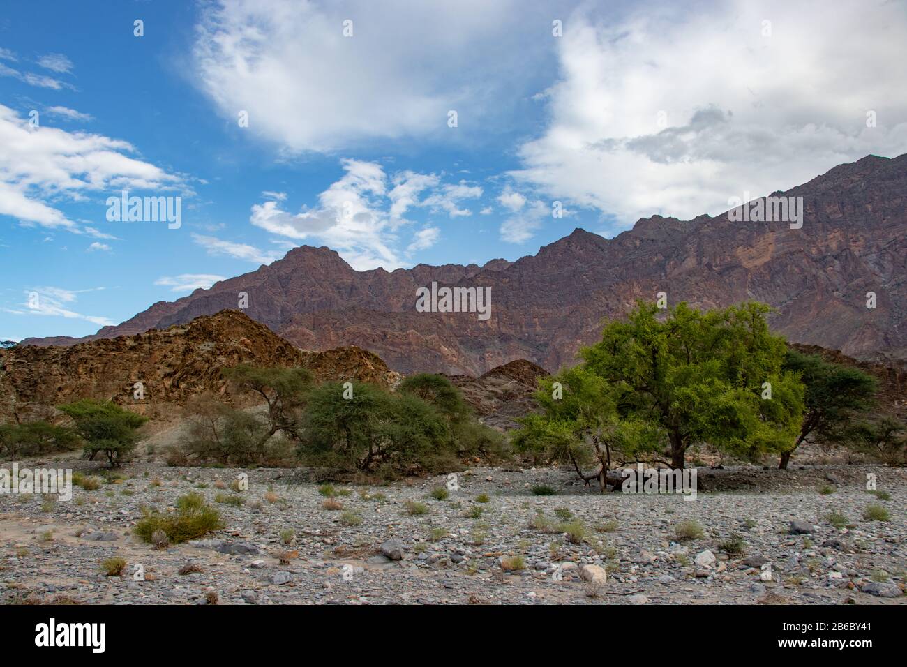 Mountain and valley view along Wadi Sahtan road and snake canyon in Al ...
