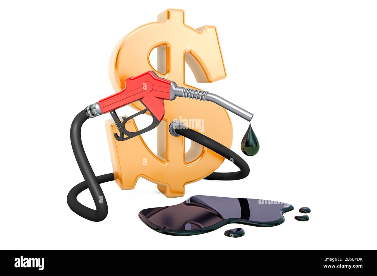 Dollar symbol with fuel pump nozzle. Oil production and trading concept ...