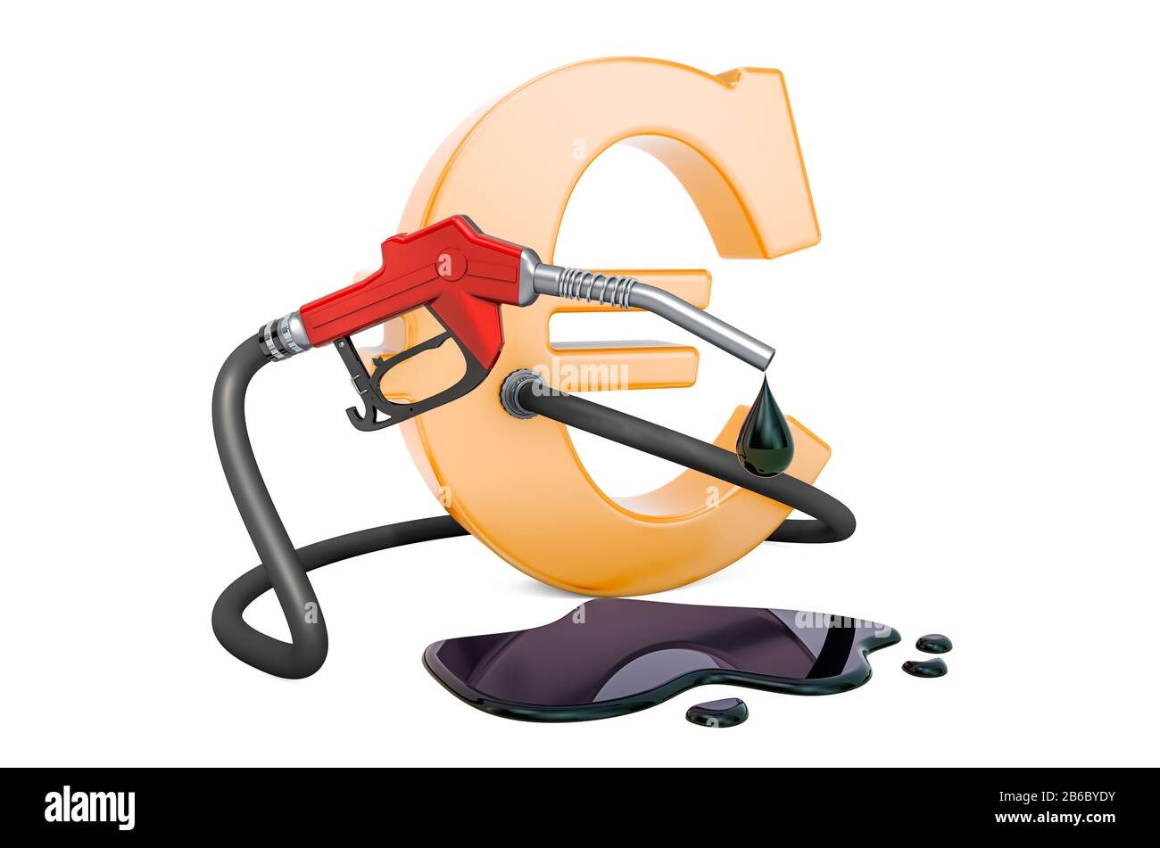 Euro symbol with fuel pump nozzle. Oil production and trading concept ...