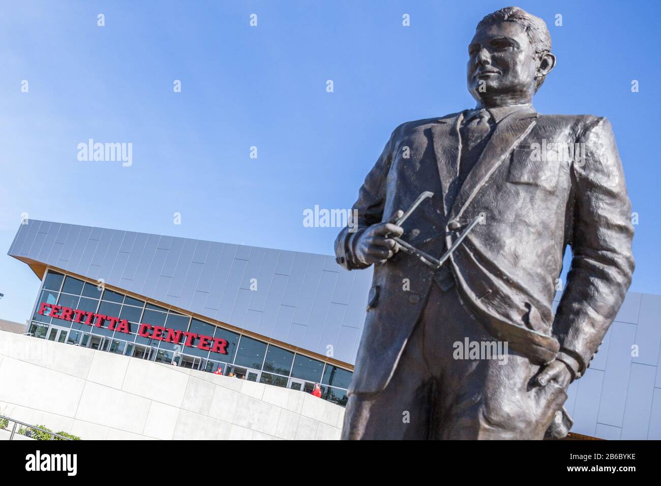 March 8, 2020: A bronze statue of Judge Roy Hofheinz is admired by fans ...