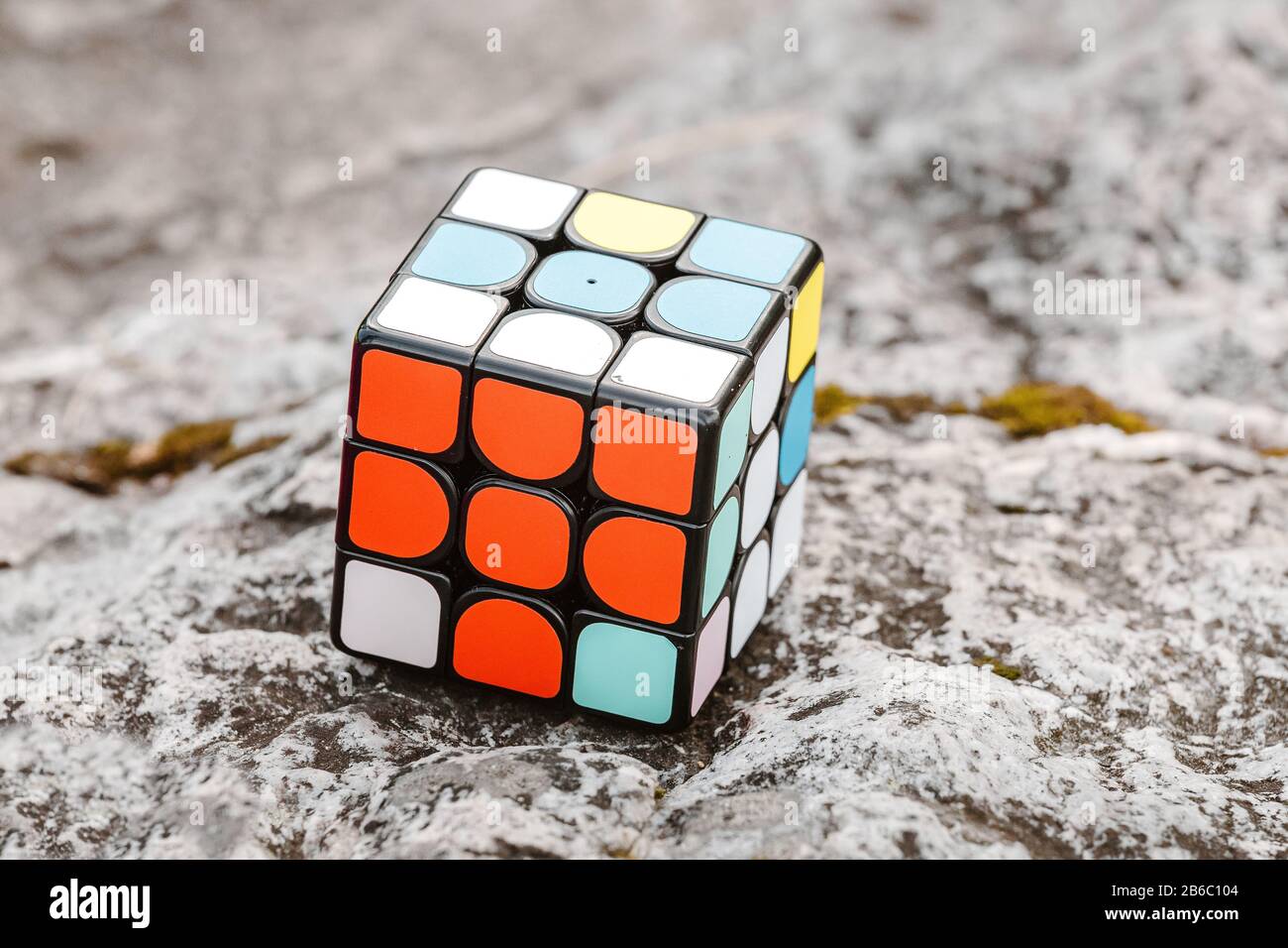 05 August 2018, UFA, RUSSIA: Rubik's Cube at nature background Stock ...