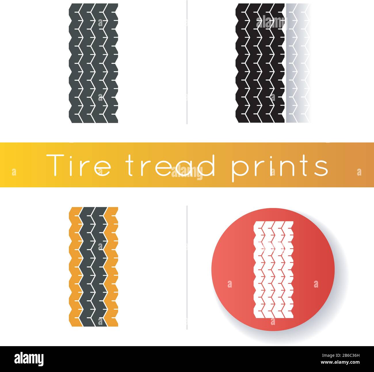 Track tread icon. Detailed automobile, motorcycle tyre marks. Car wheel ...