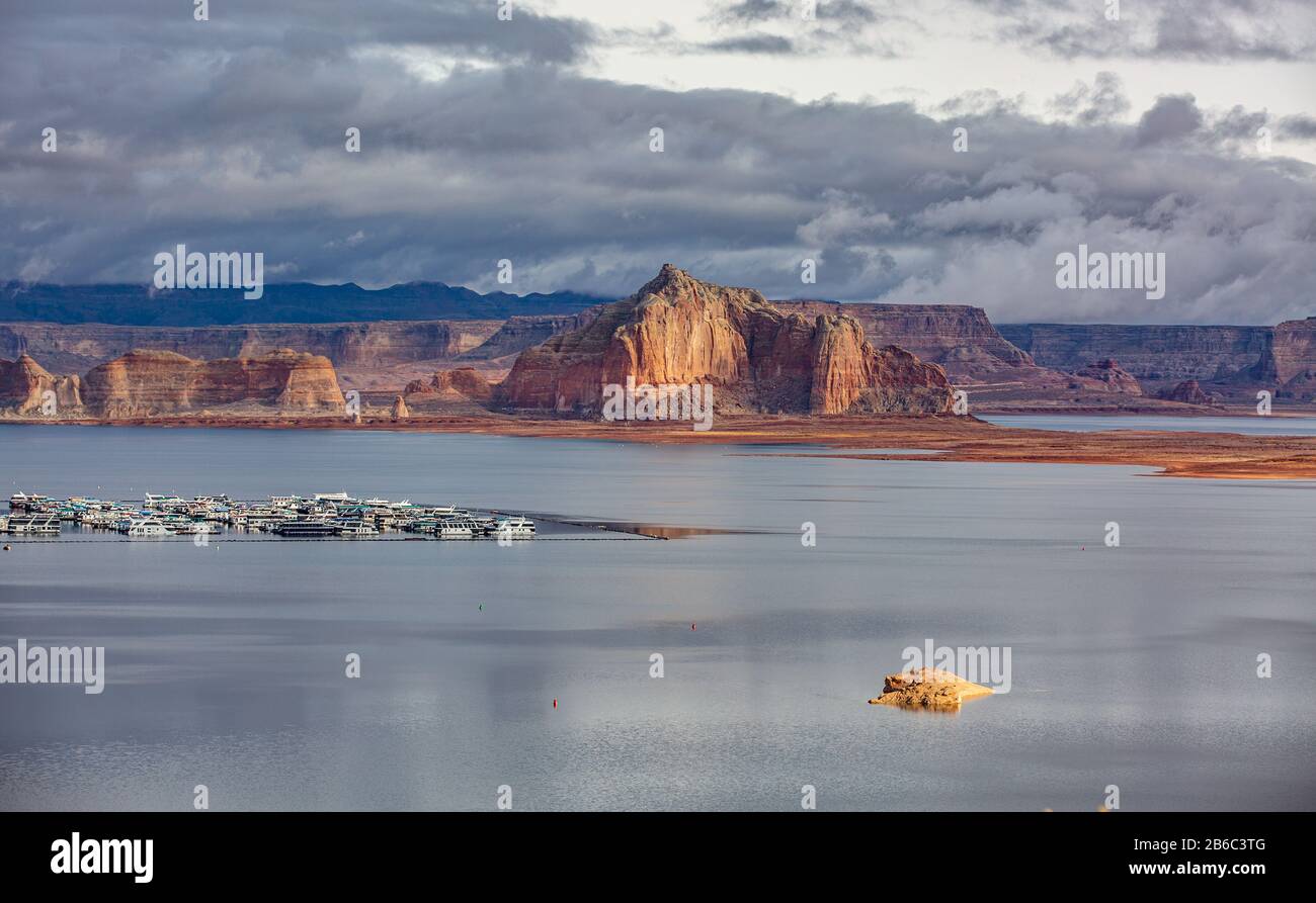 Lake Powell Arizona during the winter months when water is low in the ...