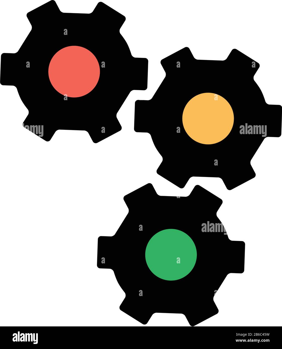 Three black gear wheels on white background. Settings icon. Stock ...