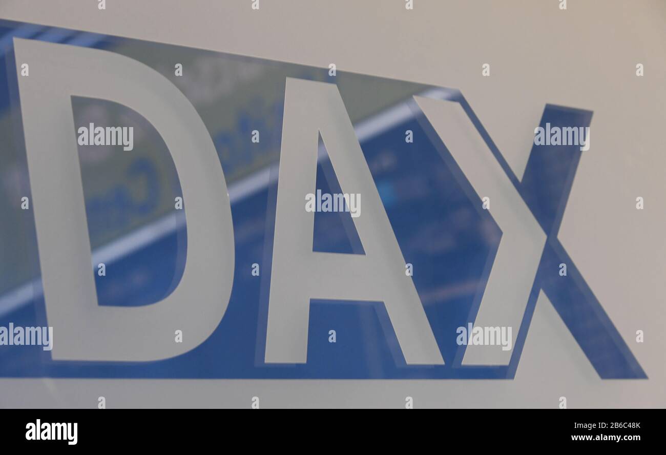 09 March 2020, Hessen, Frankfurt/Main: The word "Dax" is written on a ...