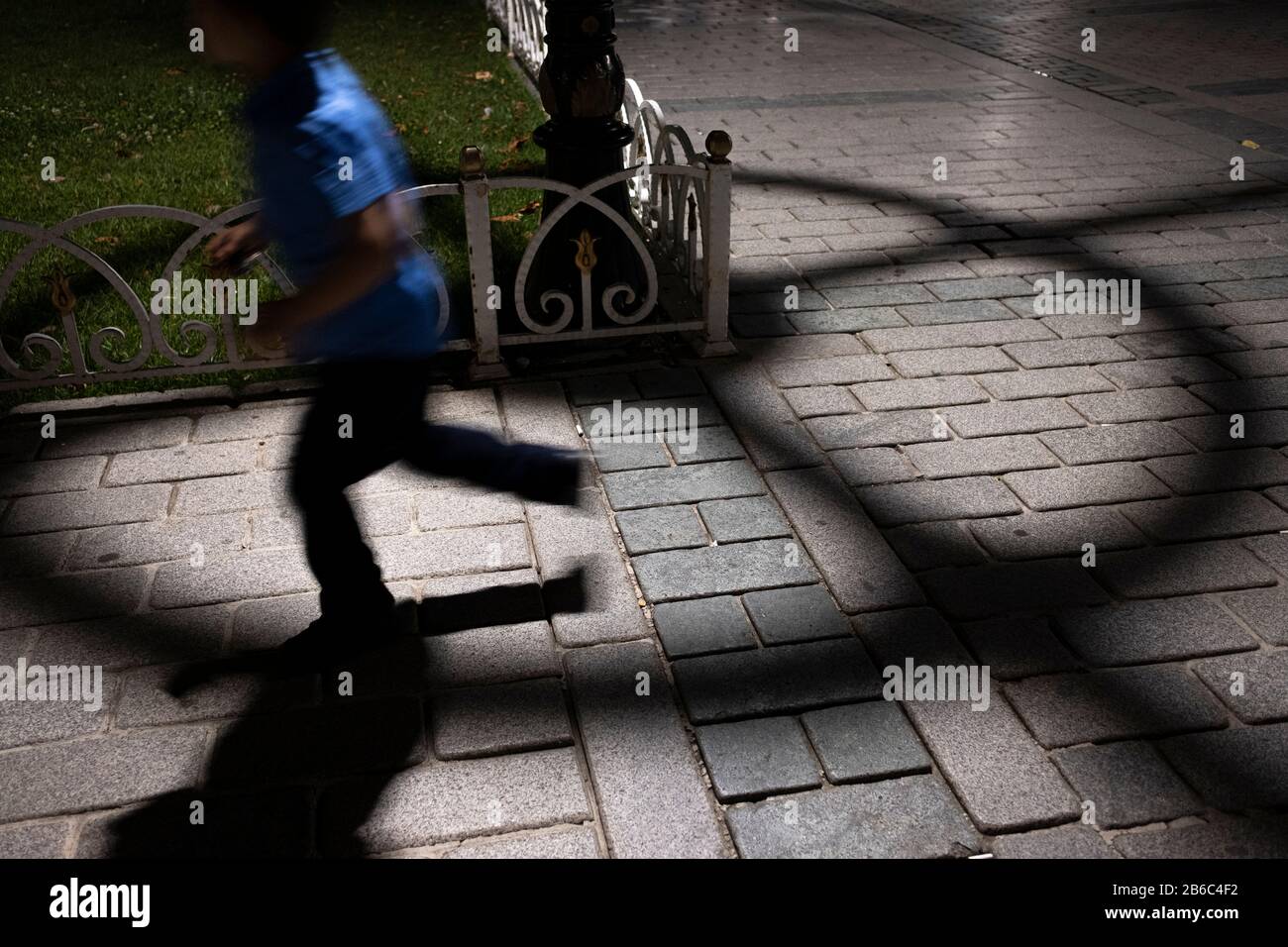 Istanbul, Turkey - 24 August 2019 : Kid running at Sultanahmet square ...