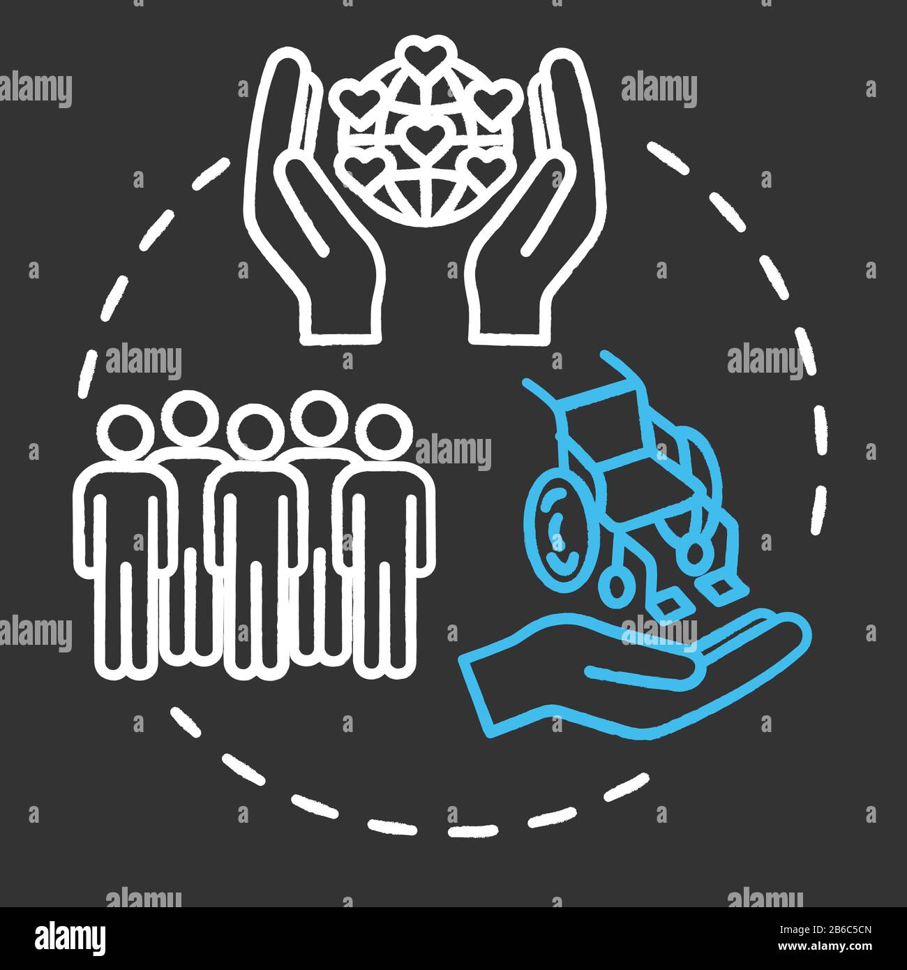 Deference chalk RGB color concept icon. Multi-cultural integrity ...