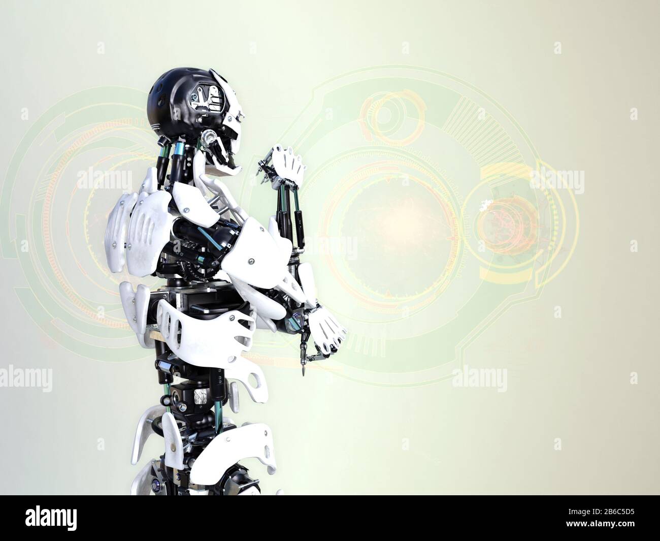 Robot that works with virtual display. Concept of reality reality or ...