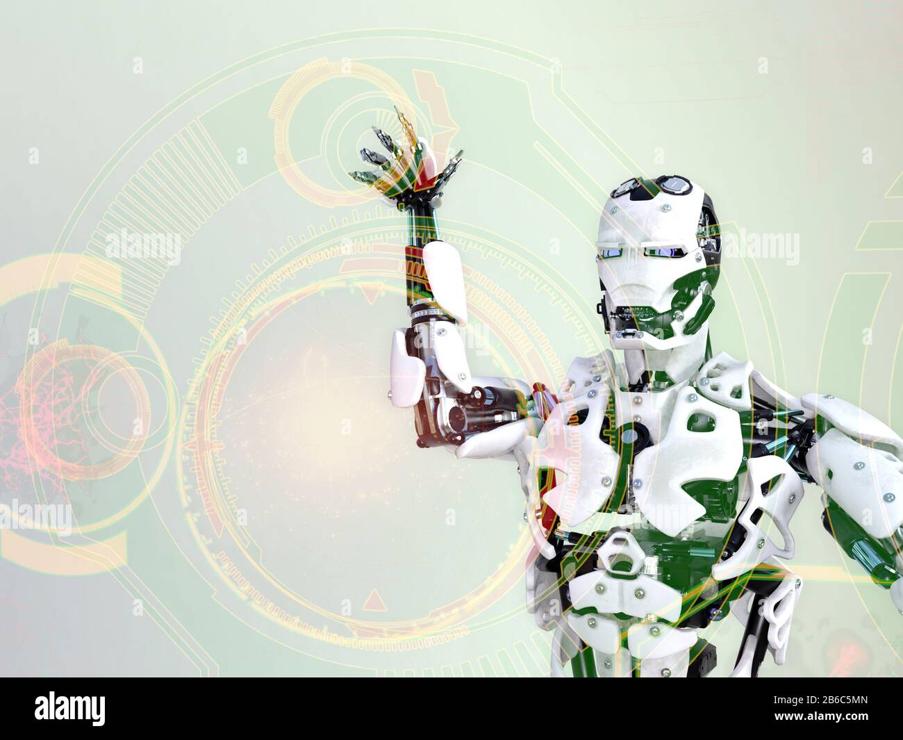 Robot that works with virtual display. Concept of reality reality or ...