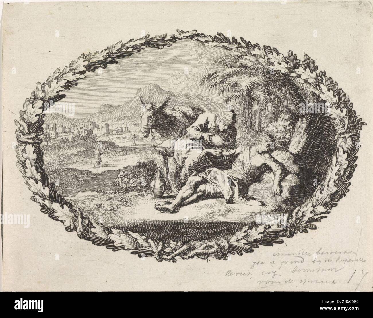Good Samaritan care of wounds a performance in a cartouche of palm ...