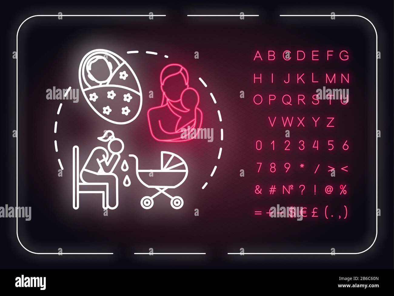 Postnatal depression neon light concept icon. Postpartum depression ... Postnatal depression neon light concept icon. Postpartum depression ...