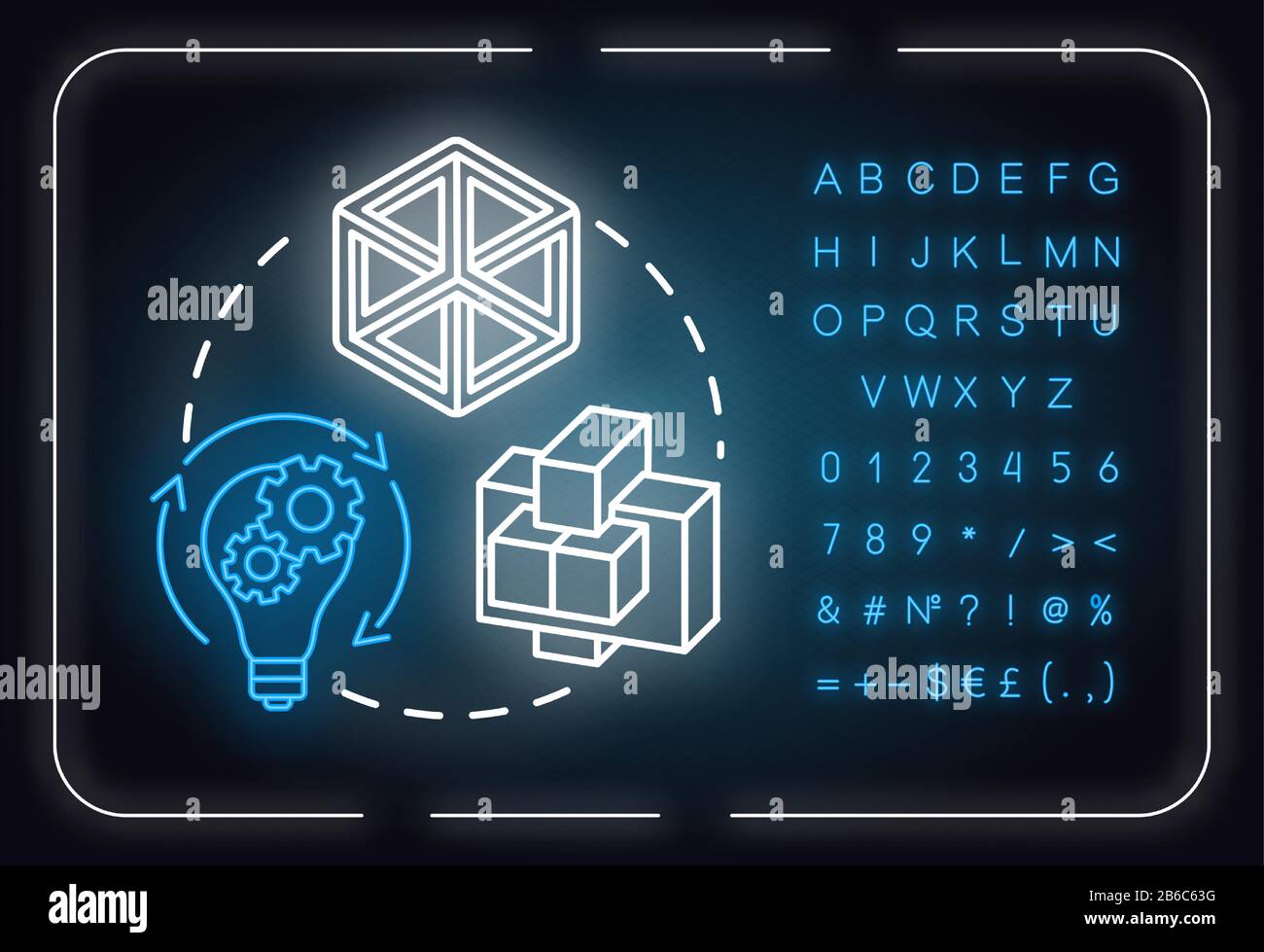 Abstract thinking neon light concept icon. Design thinking ...