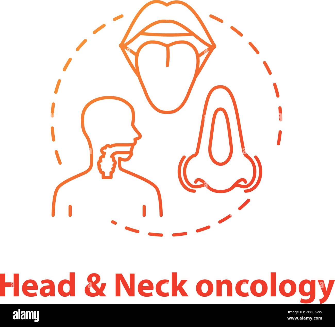 Head and neck oncology concept icon. ENT disorders. Diseases of ears ...