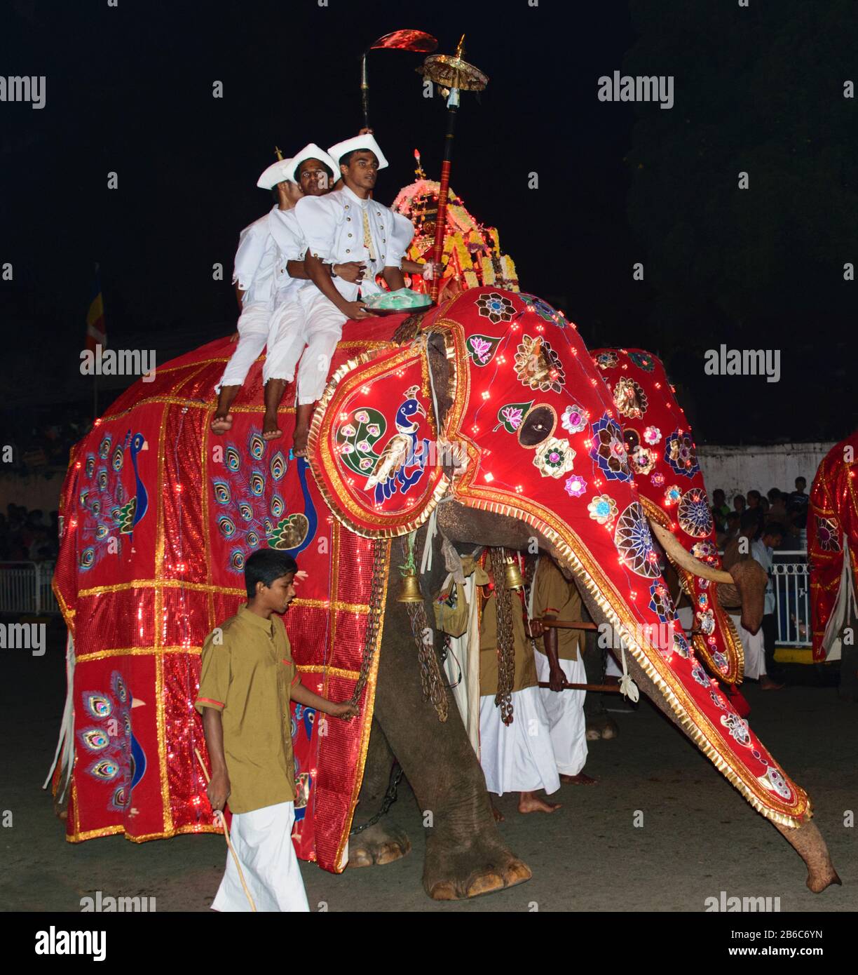 Kandy, Sri Lanka, Aug 2015: Elephant and riders forming part of the ...