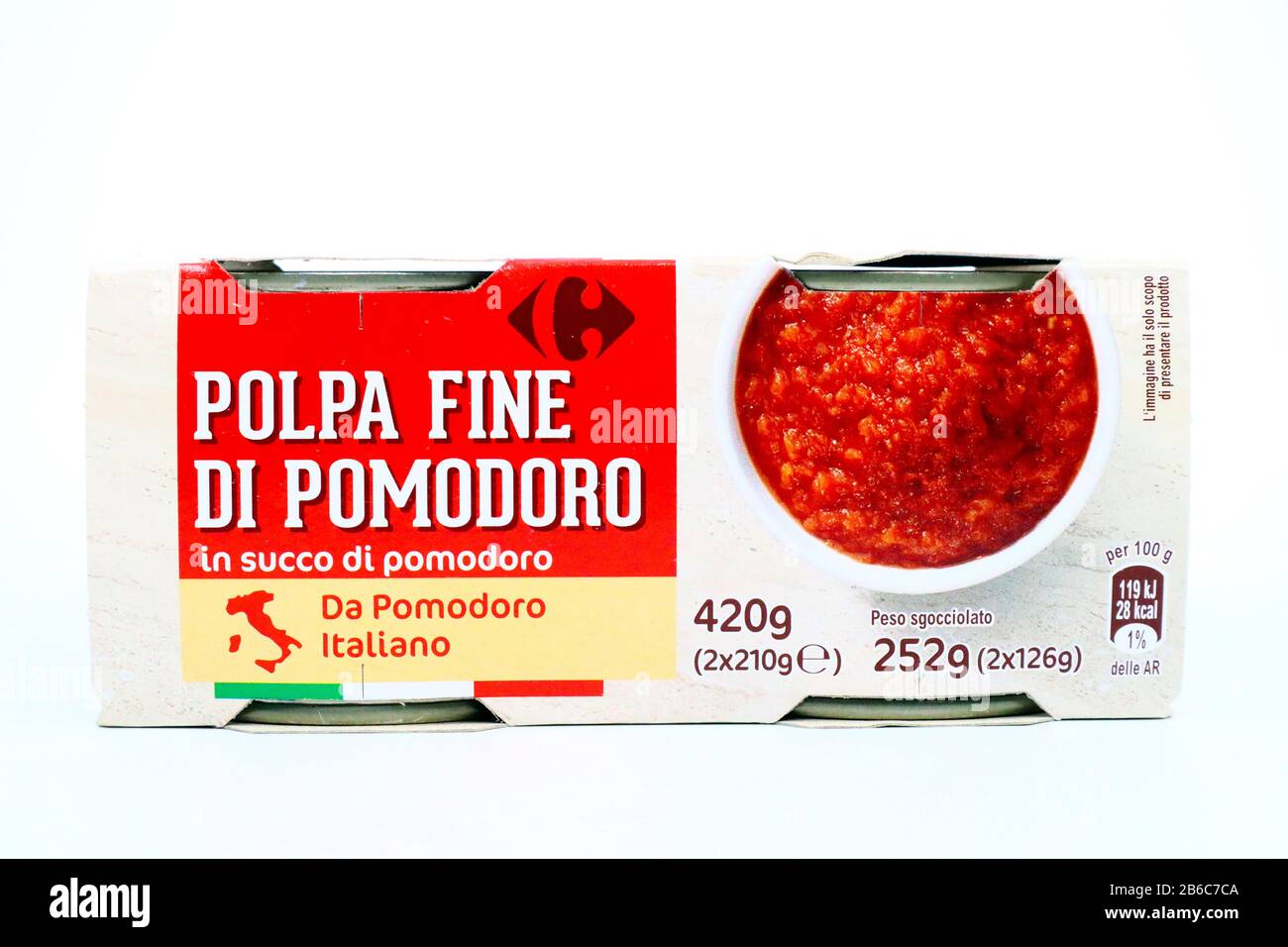 Italian Tomato Sauce sold by Carrefour Supermarket chain Stock Photo ...