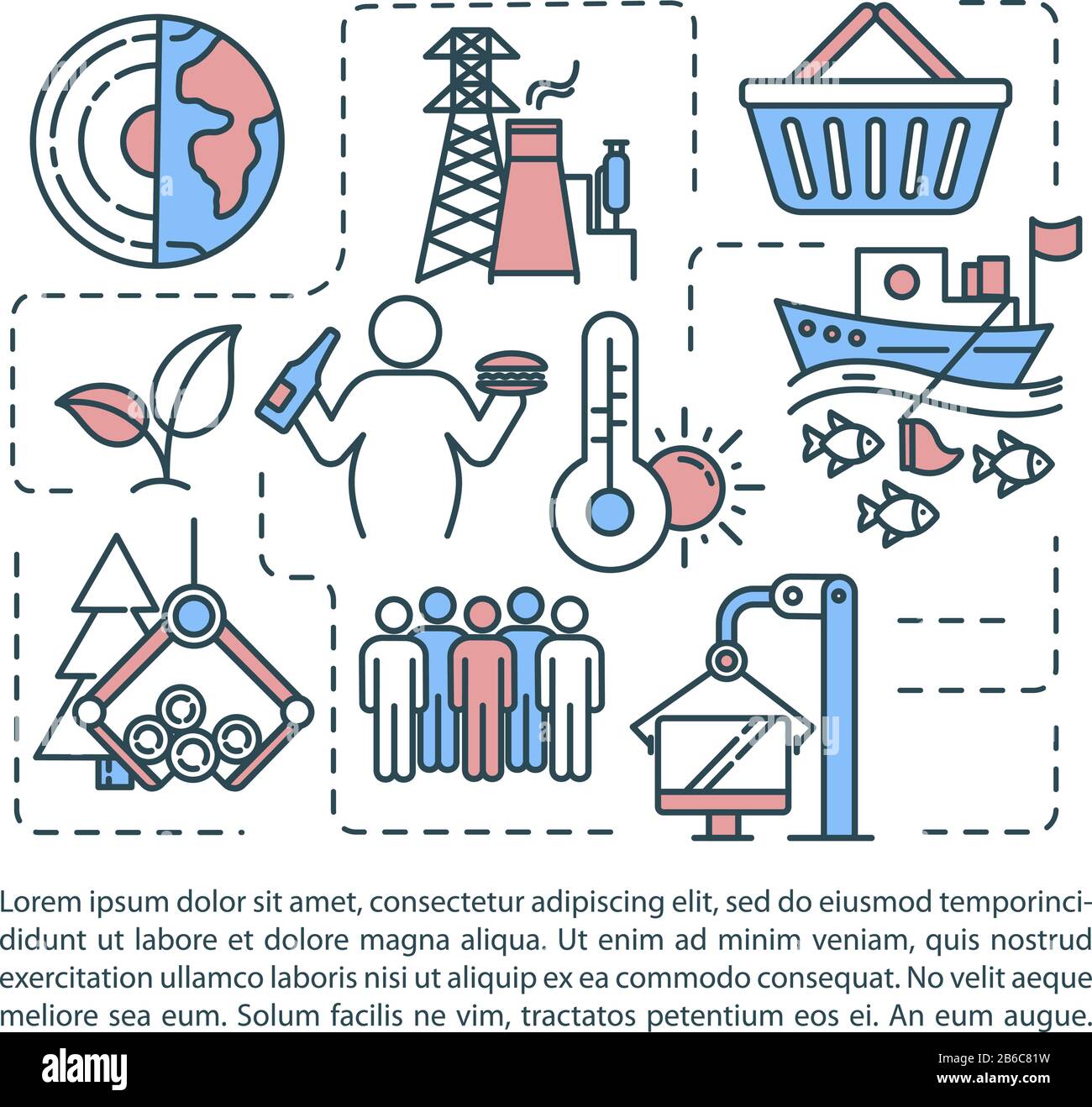 Overconsumption concept icon with text. Global damage. Human ...