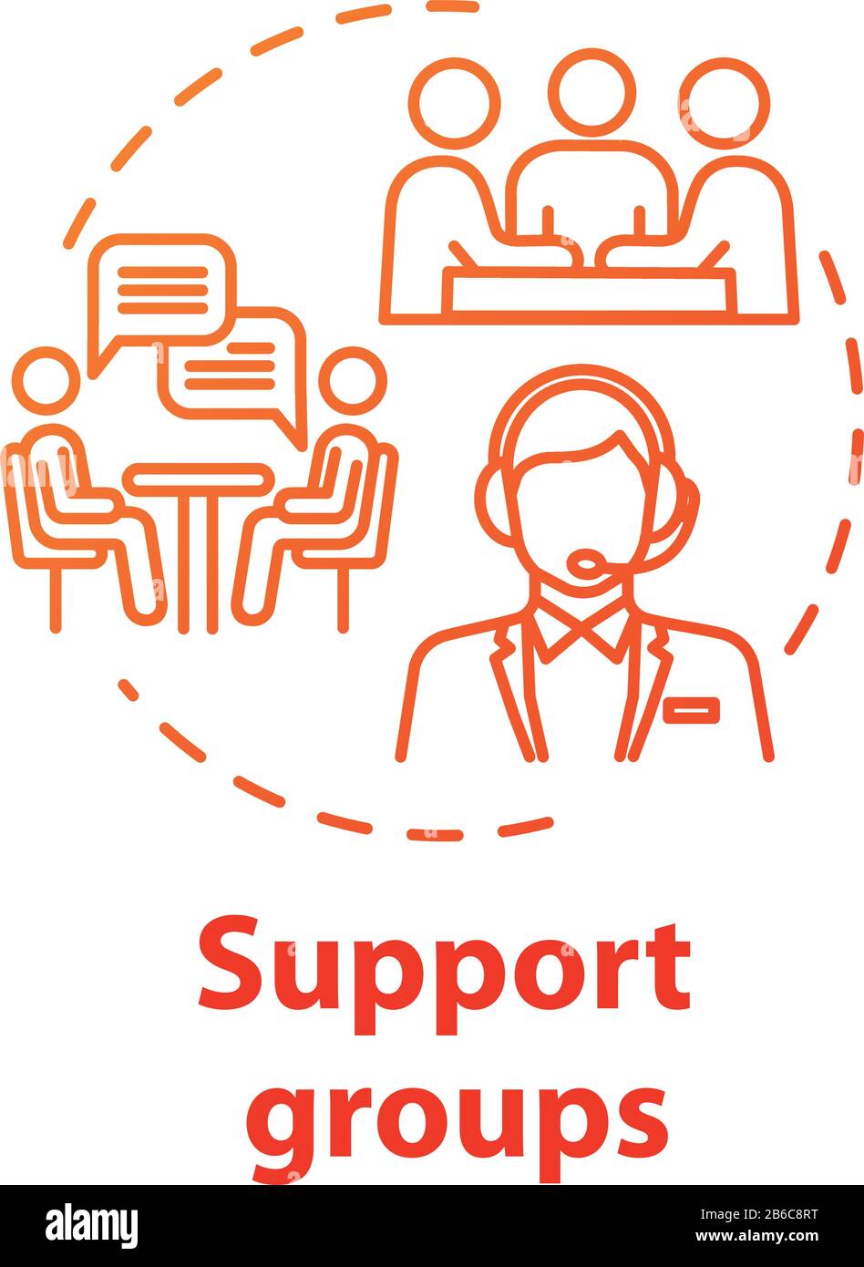 Support groups concept icon. Mutual help team. Psychological assistance ...