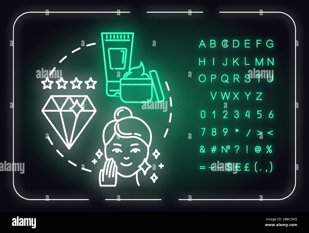 Luxury skin care, cosmetology neon light concept icon. Professional ...