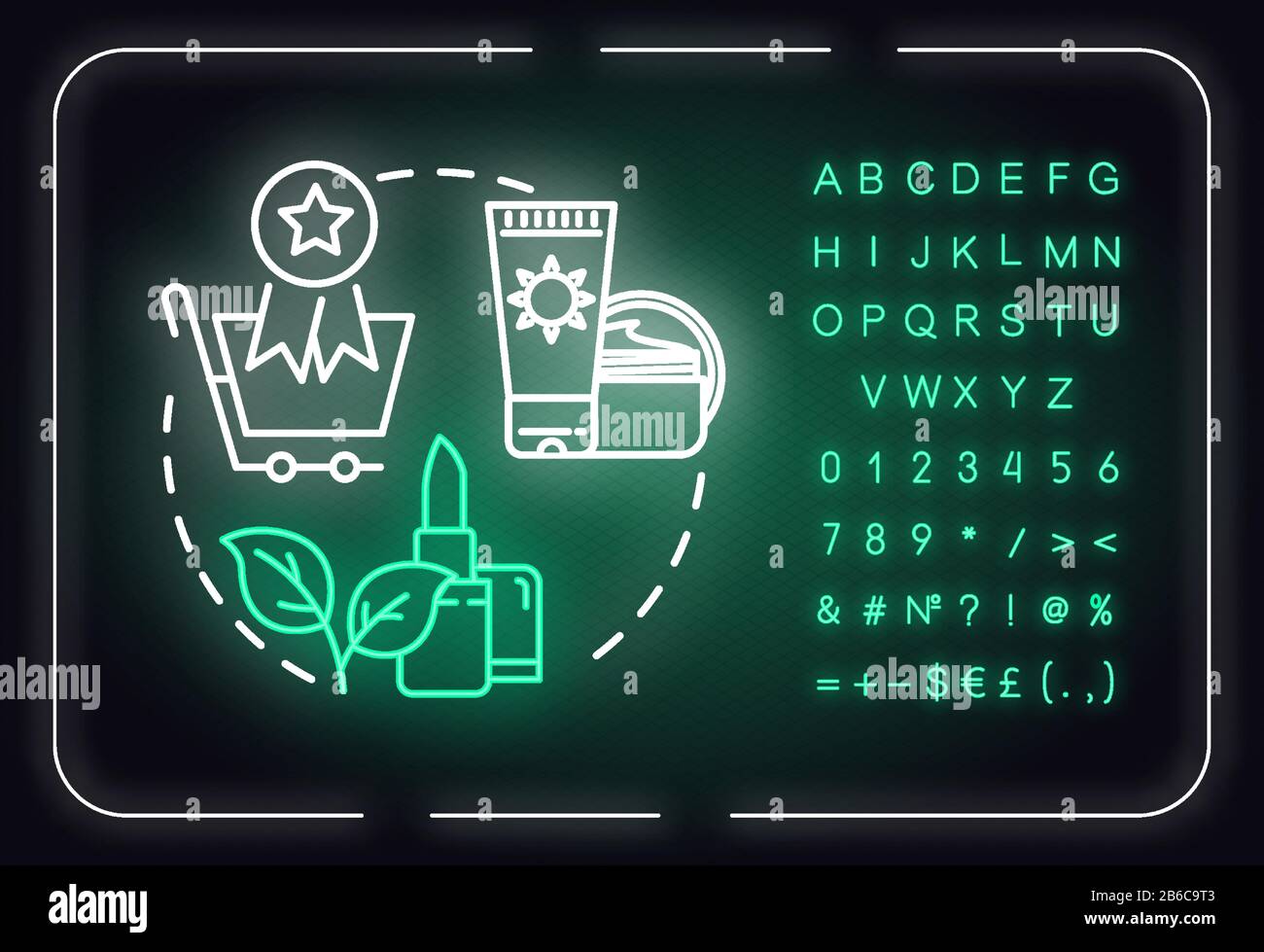 Bestsellers, recommended beauty products neon light concept icon ...