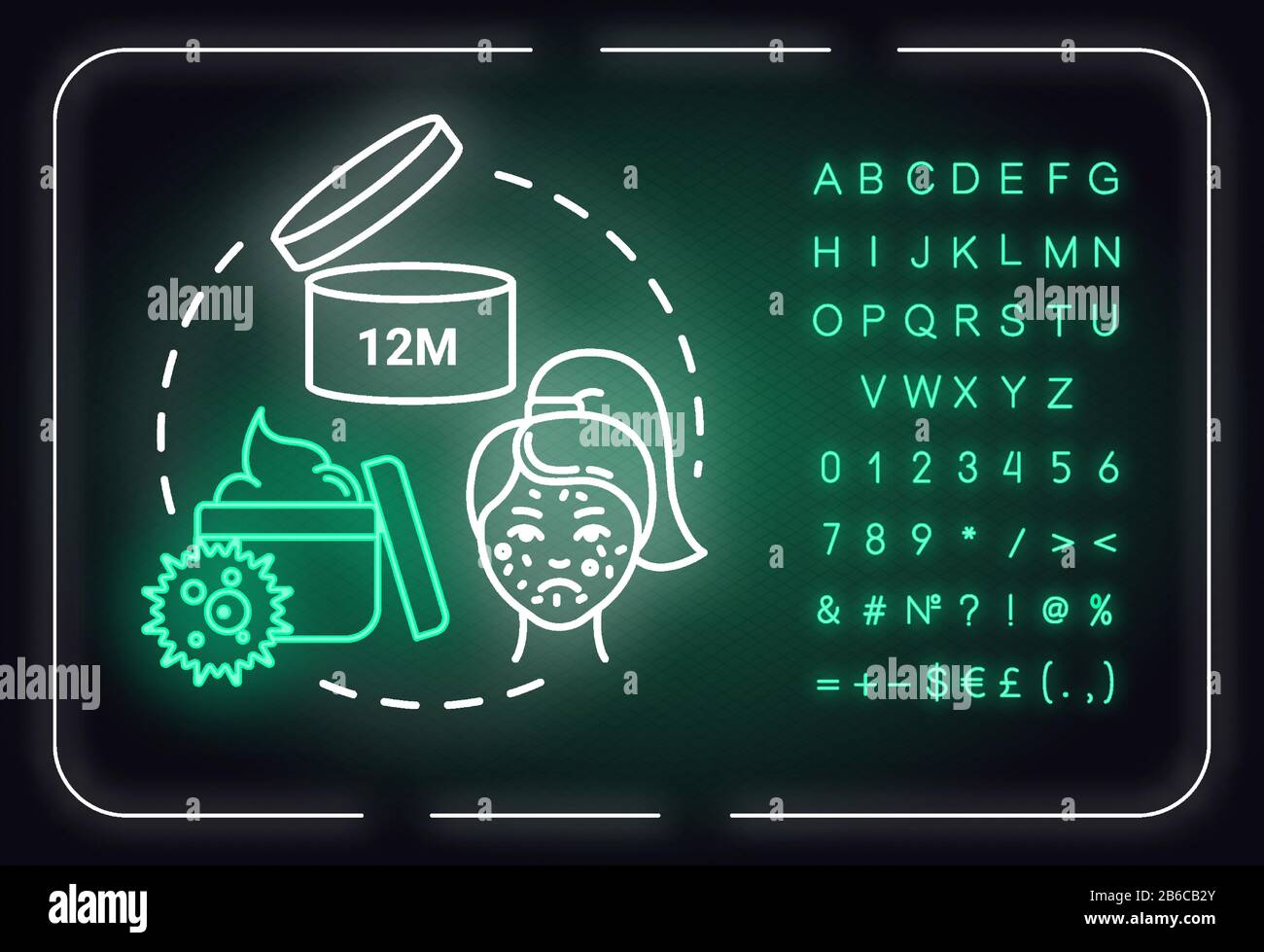 Avoid expired products neon light concept icon. Quality cosmetic use ...