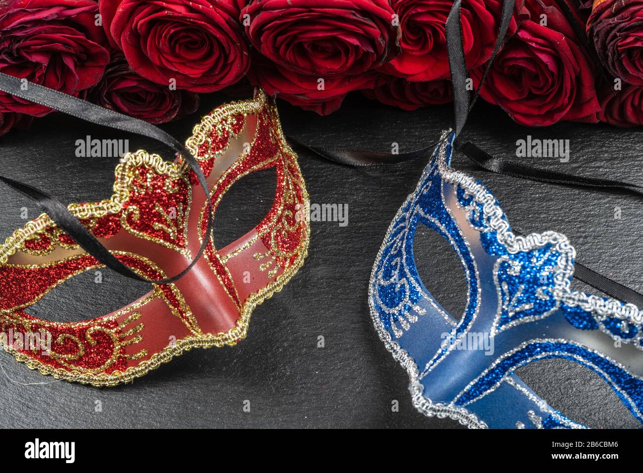 The Colombina, red, blue carnival or masquerade mask Stock Photo - Alamy