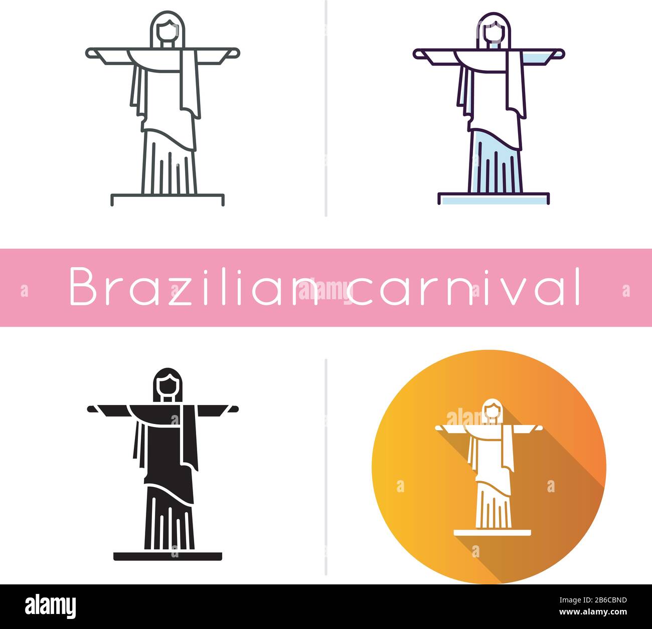 Christ the Redeemer icons set. Linear, black and RGB color styles ...