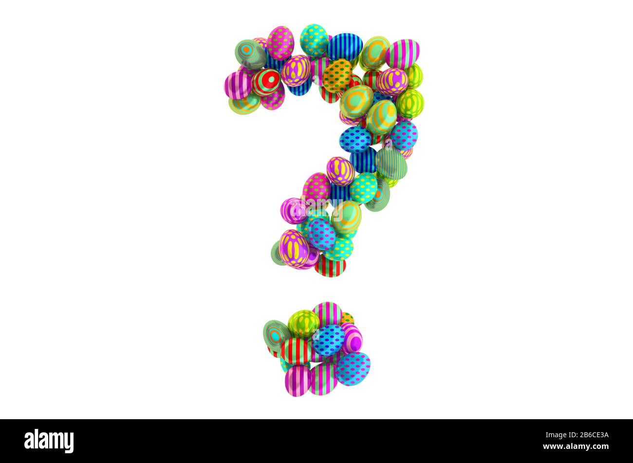 Question mark from colored Easter eggs, 3D rendering isolated on white ...