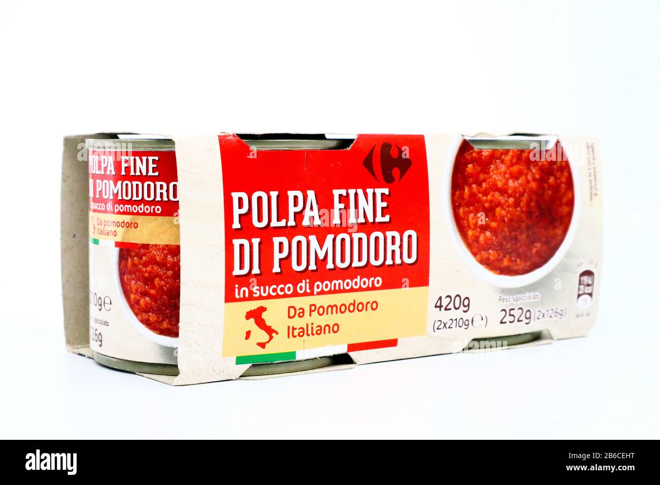 Italian Tomato Sauce sold by Carrefour Supermarket chain Stock Photo ...