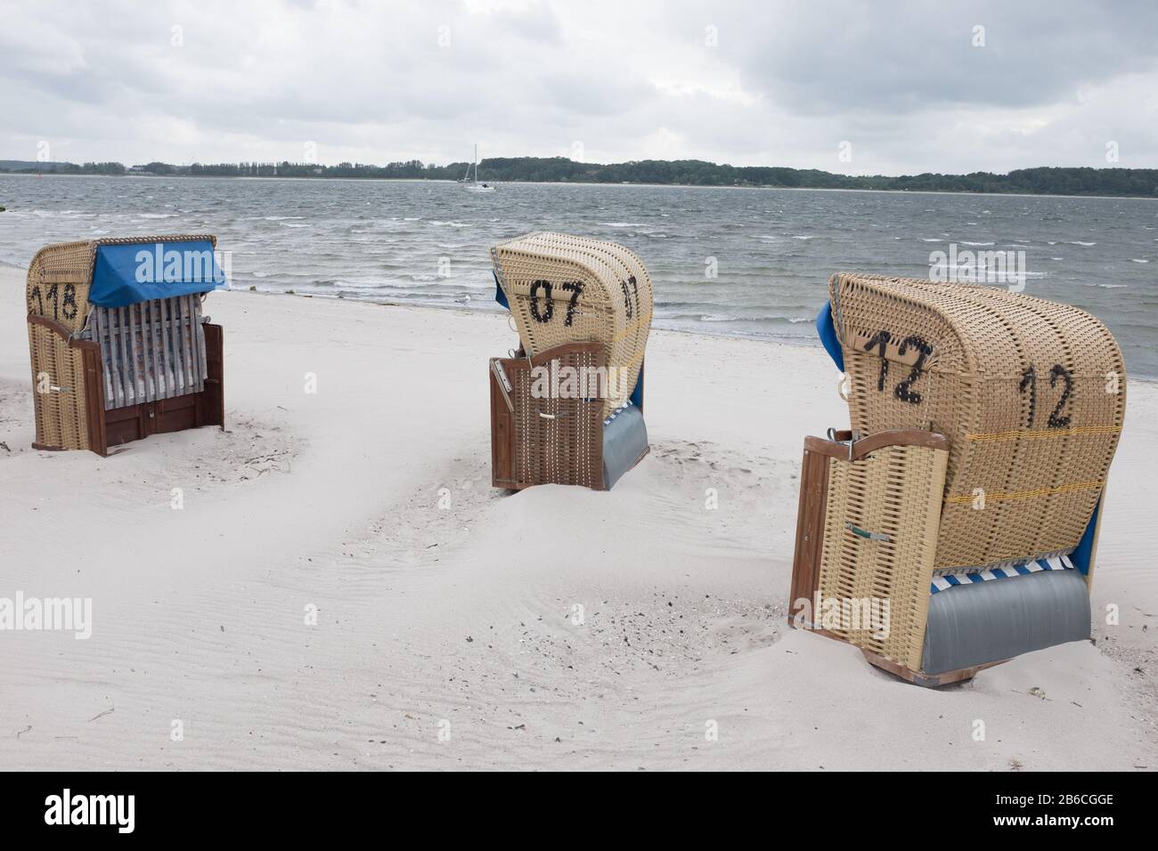 Beach chairs (Strandkorb) at the Baltic Sea in Laboe, Germany Stock ...