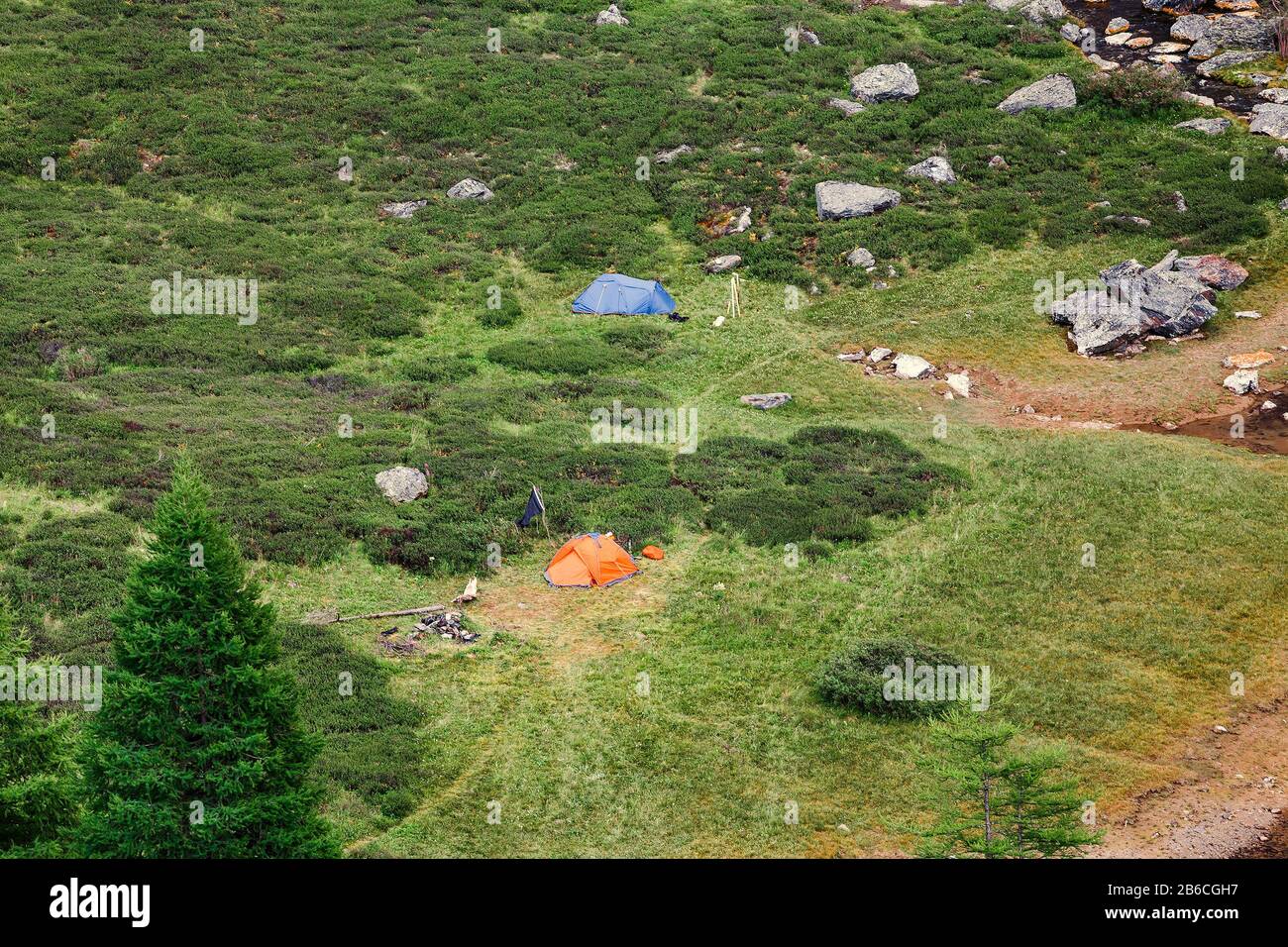 Aerial view camping area on hi-res stock photography and images - Alamy