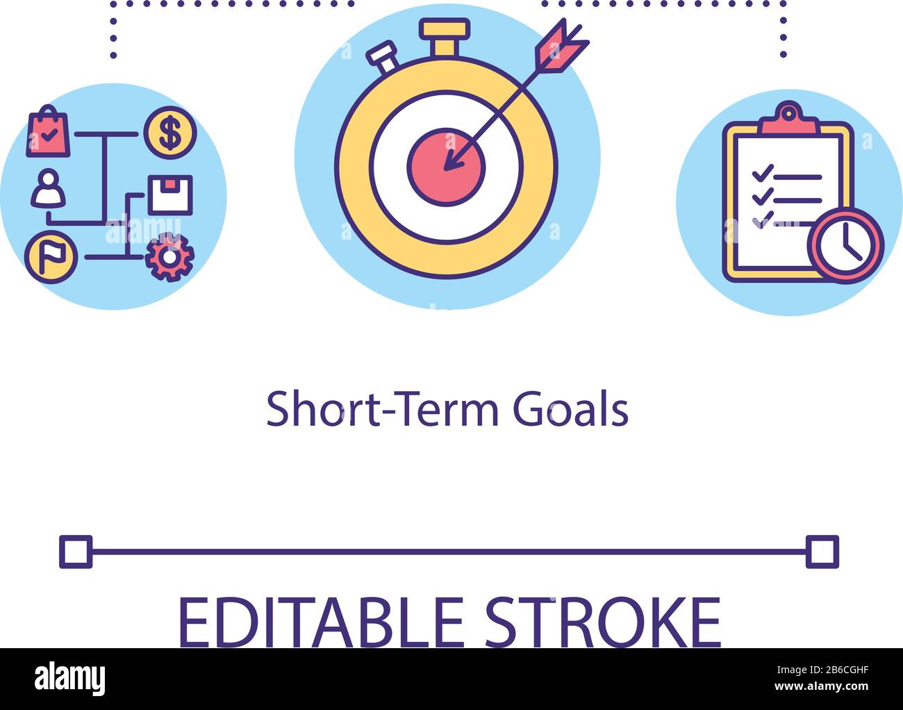 Short term goals concept icon. Strategic plan idea thin line ...
