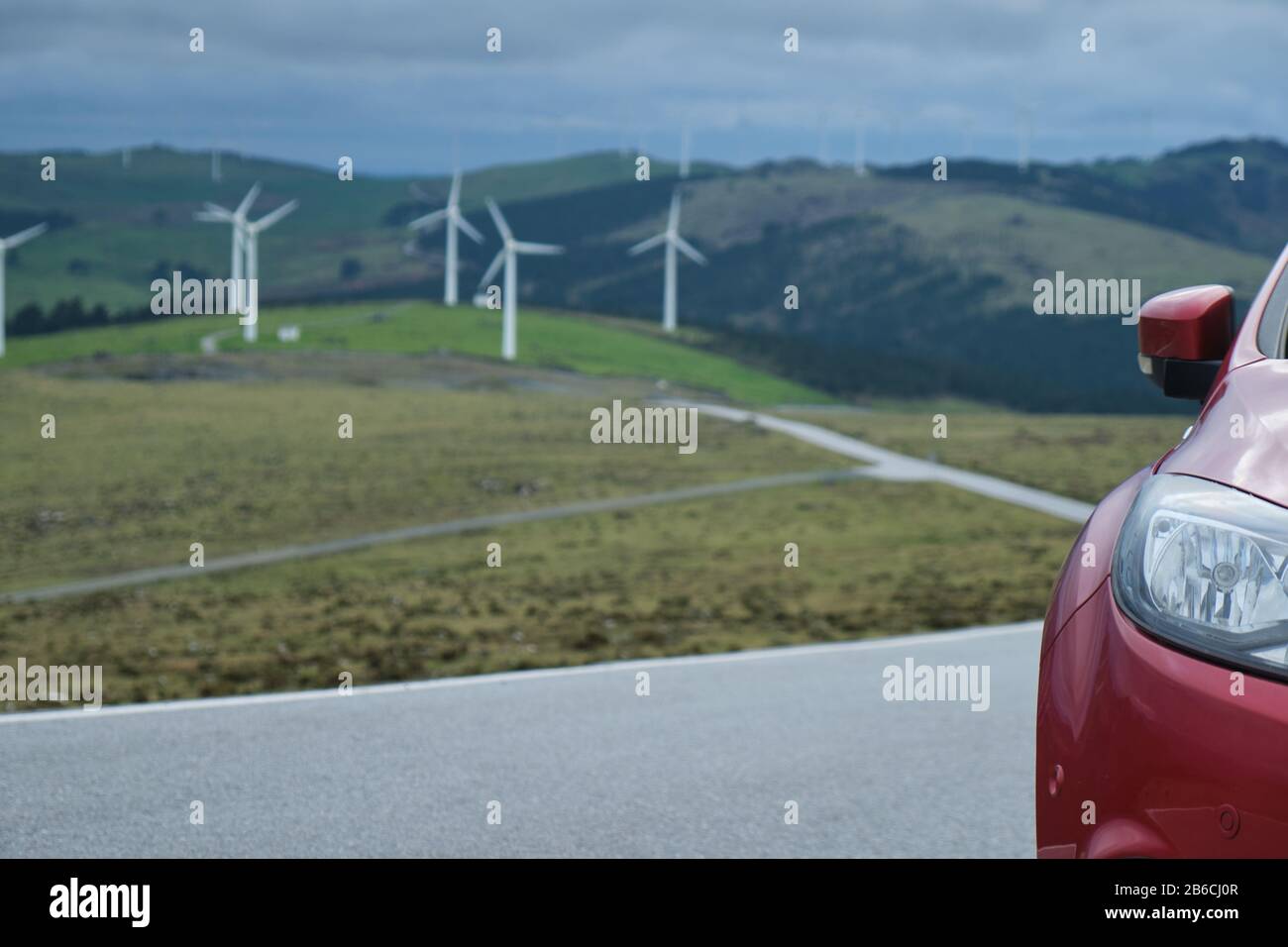 wind farm from the road Stock Photo - Alamy