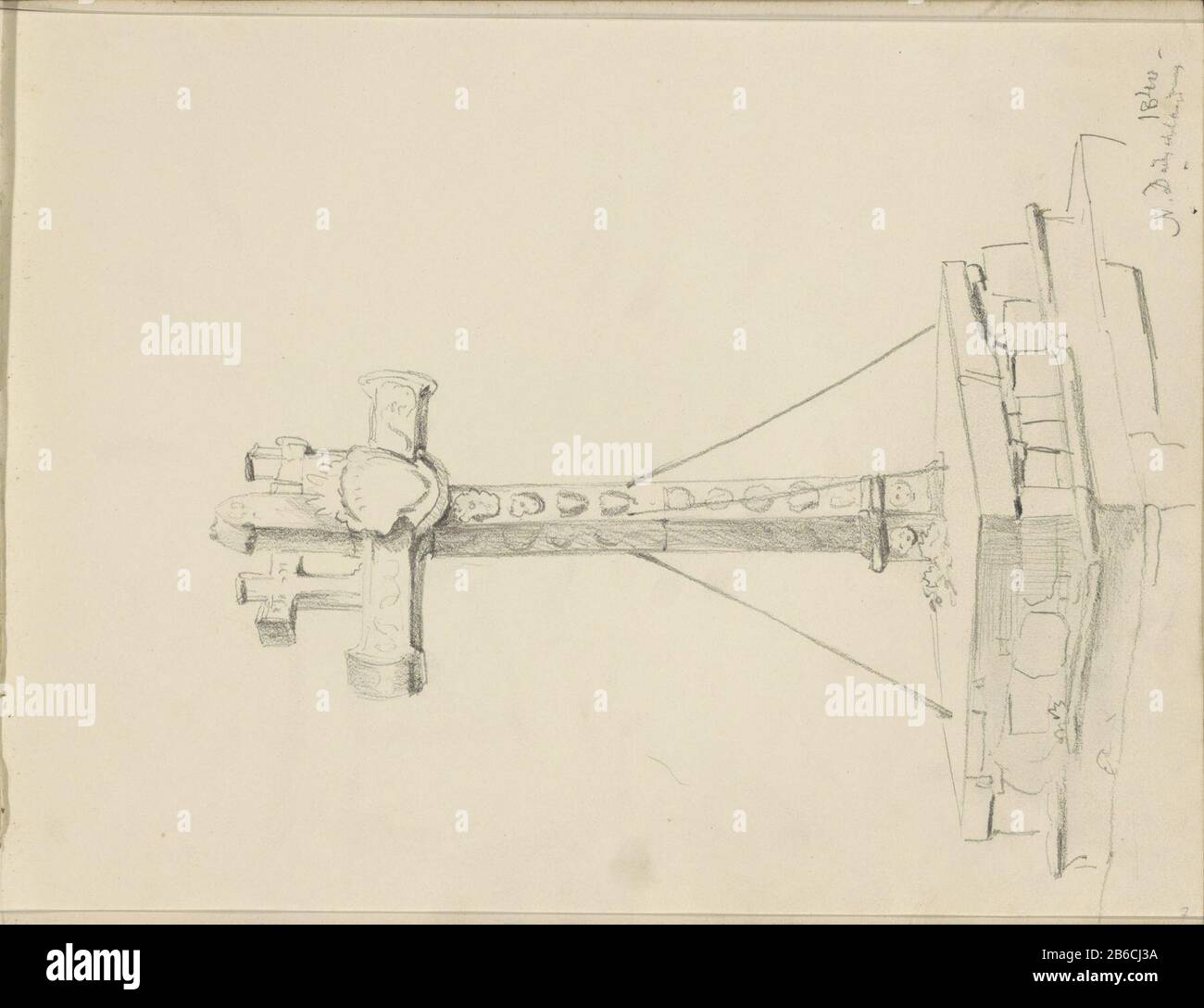 Sculpture of a cross, standing on a platform Sculpture of a cross ...