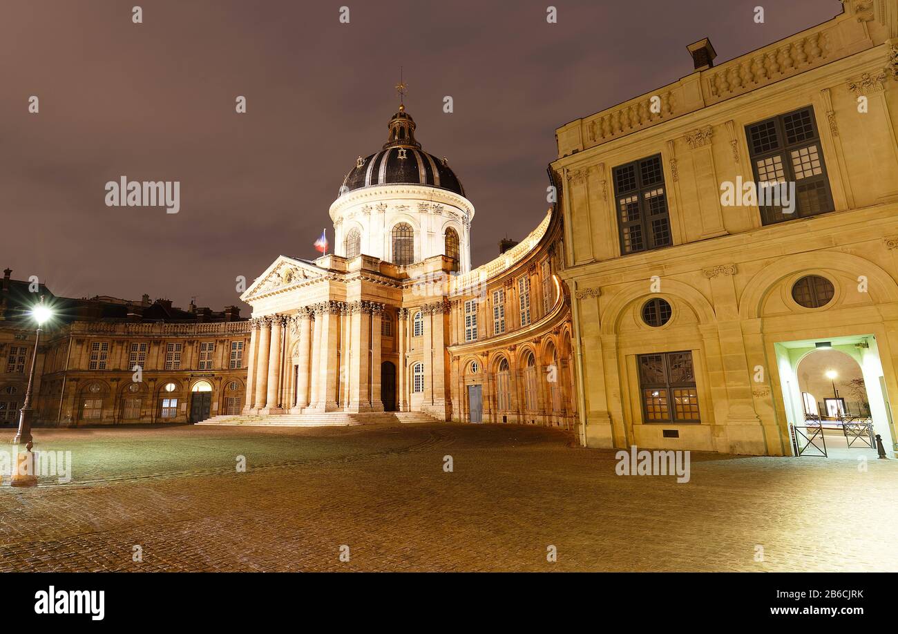 The French Academy at night , Paris, France Stock Photo - Alamy