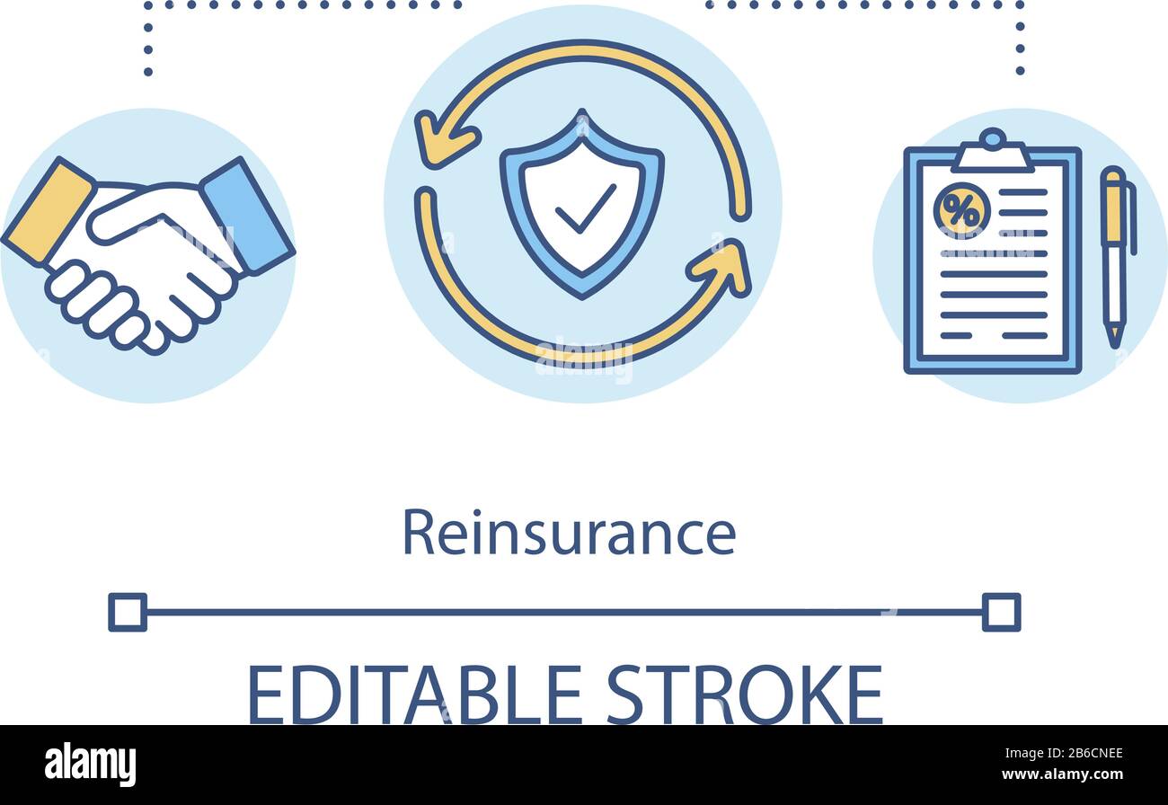 Reinsurance concept icon. Ceding company. Written contract. Treaty insurance. Risk management ...